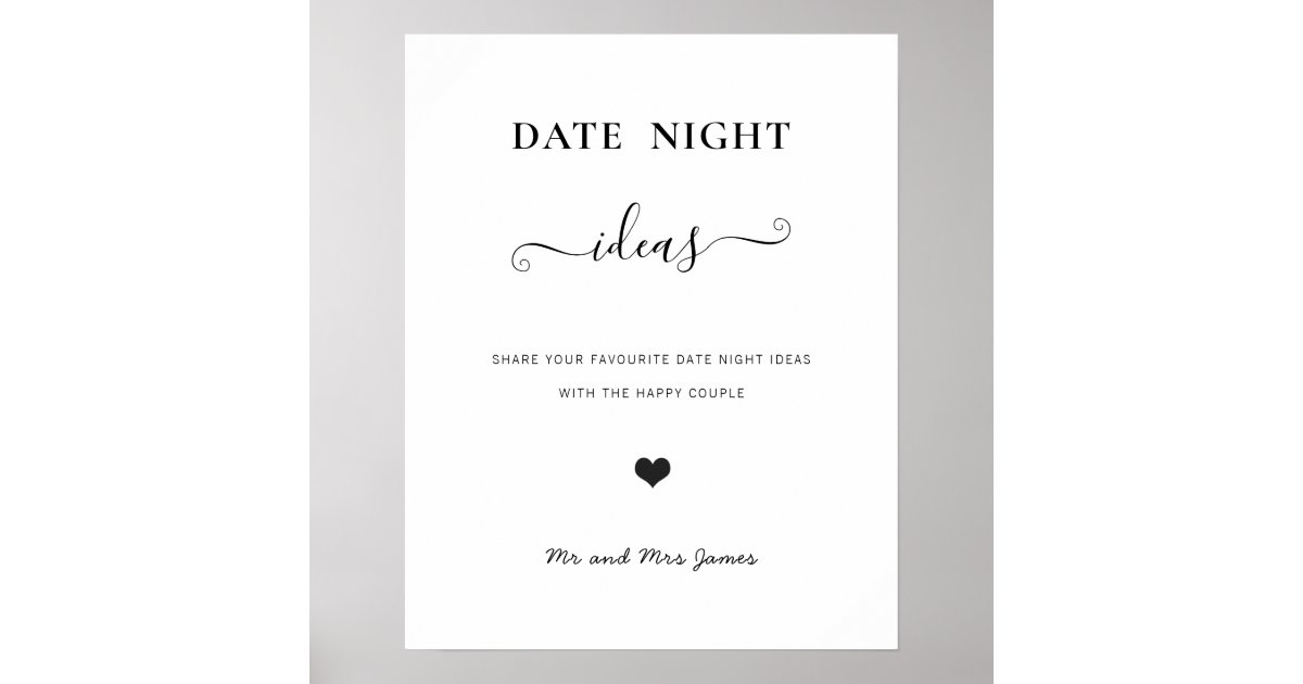 Date Night Jar Sign Wedding Advice Shower Modern | Zazzle