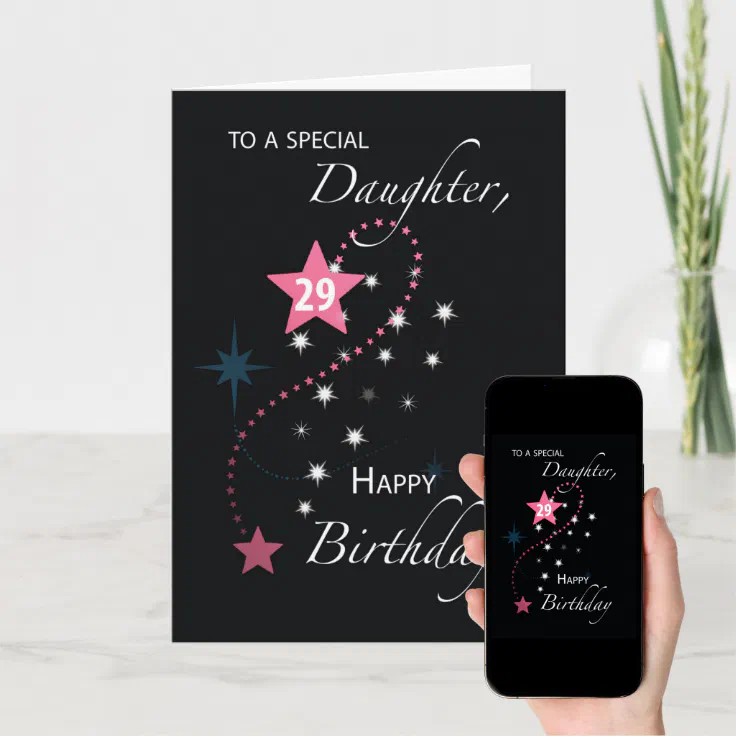 Daughter 29th Birthday Star Inspirational Pink Card | Zazzle