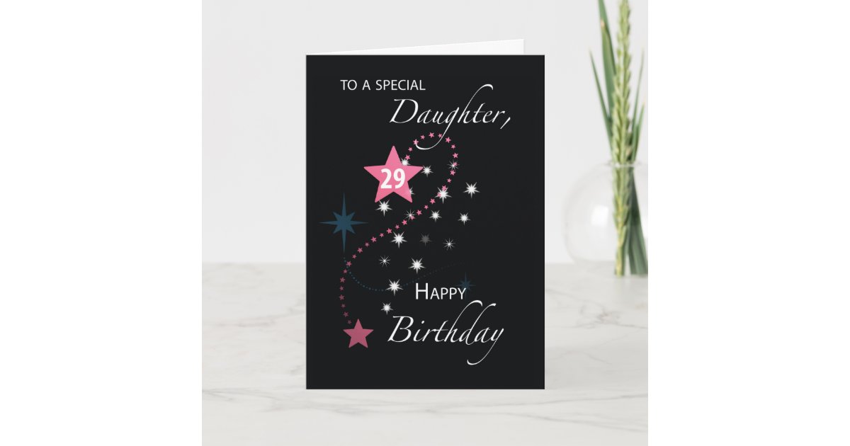 Daughter 29th Birthday Star Inspirational Pink Card | Zazzle