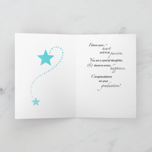 Daughter Customizable Name, Aqua Graduation Star Card | Zazzle