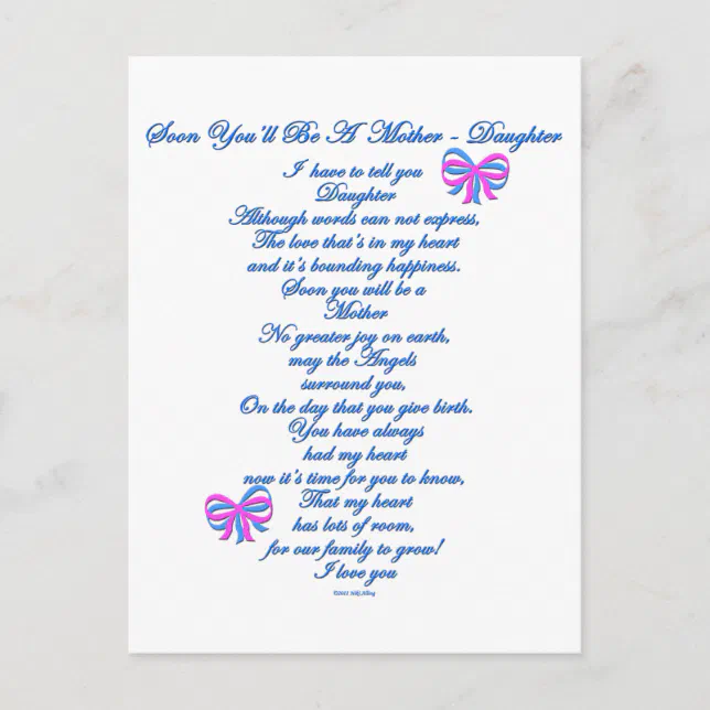 Daughter Expecting 1st Baby Postcard | Zazzle