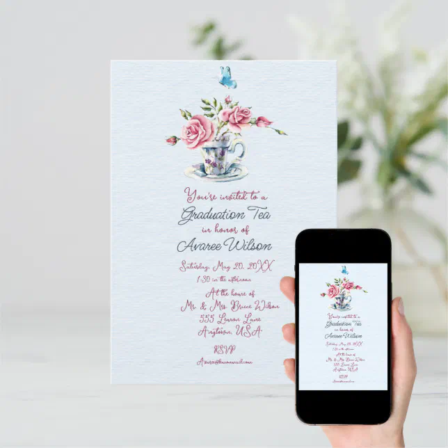 Daughter Graduation Tea Celebration Invitation | Zazzle