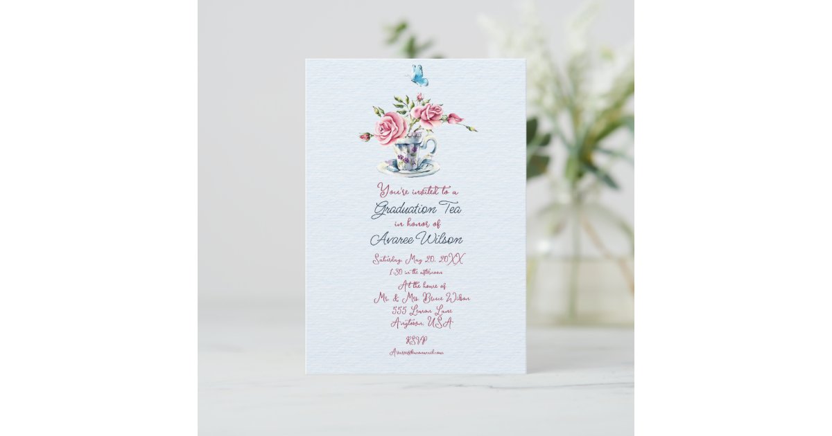 Daughter Graduation Tea Celebration Invitation | Zazzle
