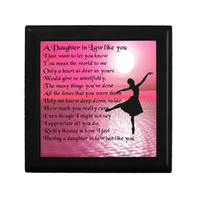 Daughter in Law Poem - Ballerina Jewelry Box | Zazzle