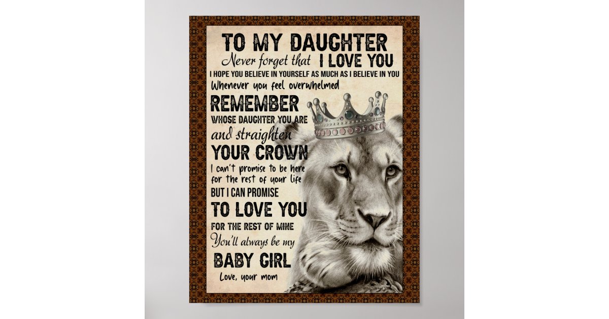 Daughter Lovers To My Daughter Love Mom Poster Zazzle