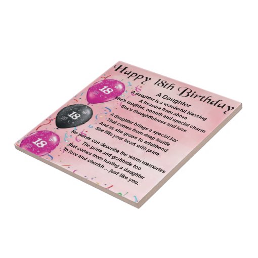 Daughter Poem - 18th Birthday Ceramic Tile | Zazzle