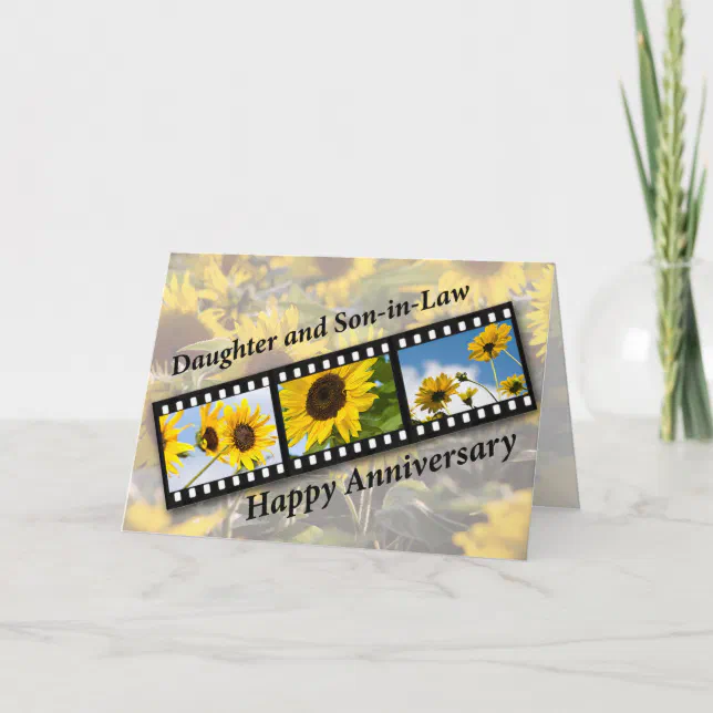 Daughter & Son-in-Law, Anniversary Sunflower Fil Card | Zazzle