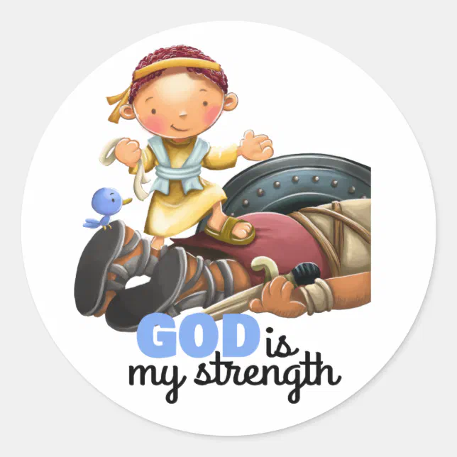 David and Goliath kids Bible verse sticker page | Zazzle