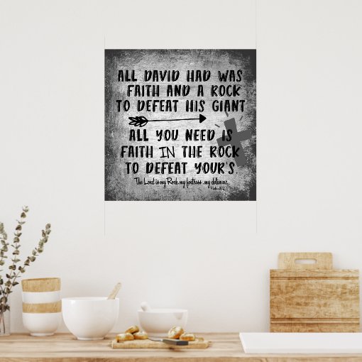 David and Rock Quote with Bible Verse Poster | Zazzle