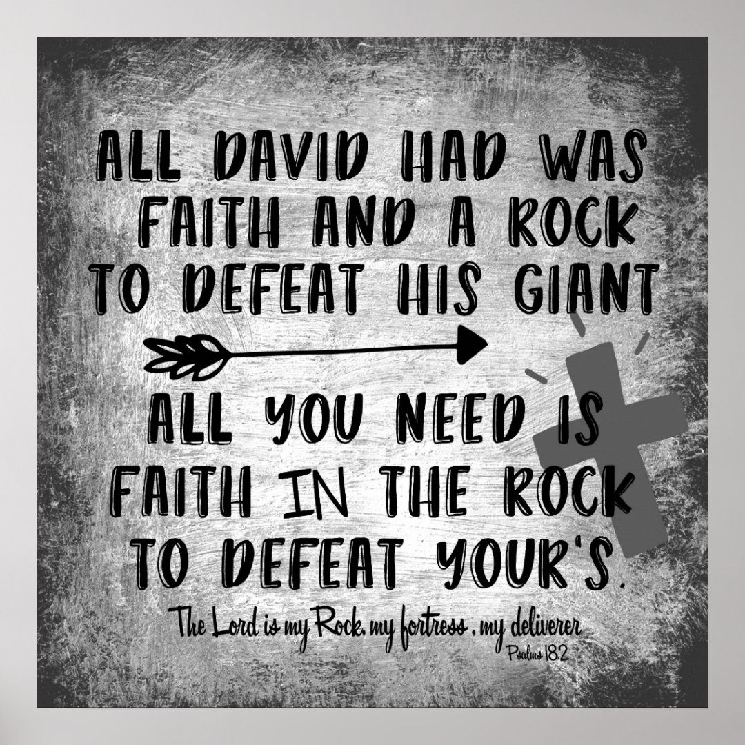 David and Rock Quote with Bible Verse Poster | Zazzle
