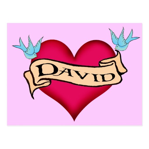 David - Custom Heart Tattoo T-shirts & Gifts Postcard | Zazzle