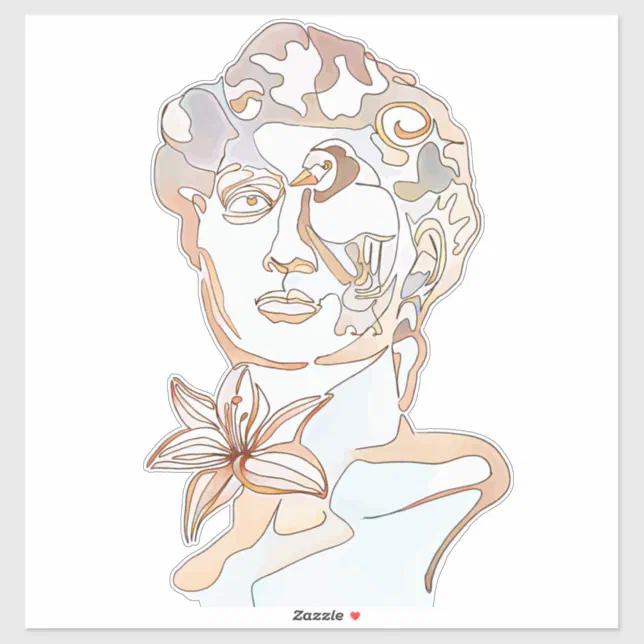 David - Line Drawing of man - Essense of Line Post Sticker | Zazzle