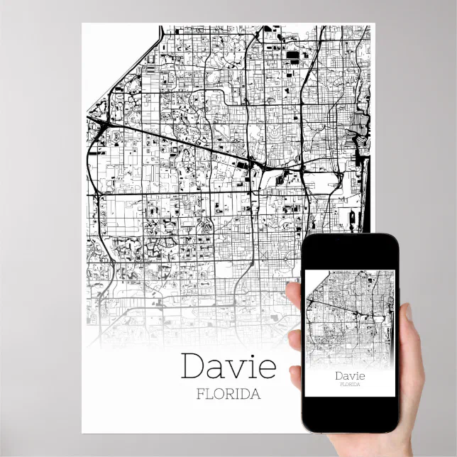Davie Map - Florida - City Map Poster | Zazzle