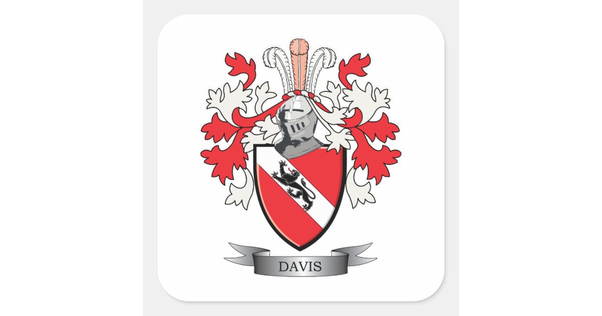 Davis Coat of Arms Square Sticker | Zazzle