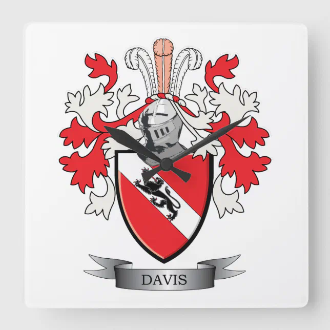 Davis Coat of Arms Square Wall Clock | Zazzle