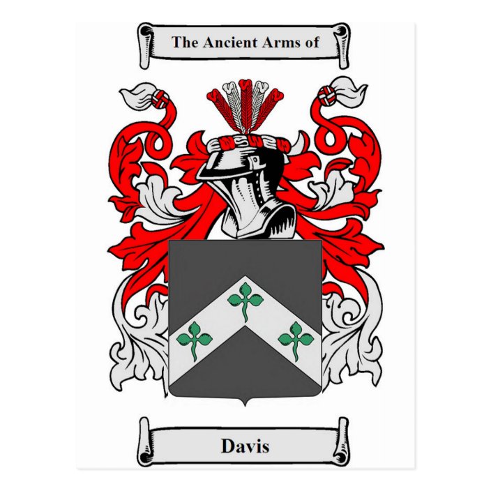 Davis (Ireland) Coat of Arms Postcard | Zazzle.com