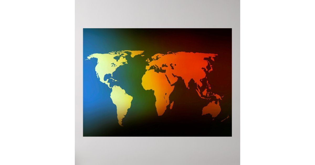 Day and night world map poster | Zazzle