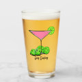 Day Dinking Cosmo Pink Cocktail, Pickleball Limes Glass | Zazzle