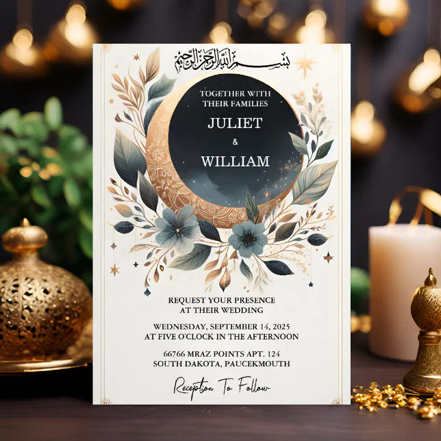 Day Henna Islam Nikah Arabic Walima Muslim Wedding Invitation | Zazzle