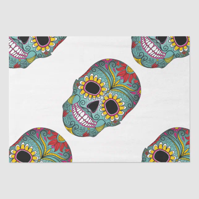 Day of the Dead Bright Skull Tissue Paper | Zazzle