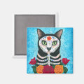 Day of the Dead Cat Sugar Skull Art Magnet | Zazzle