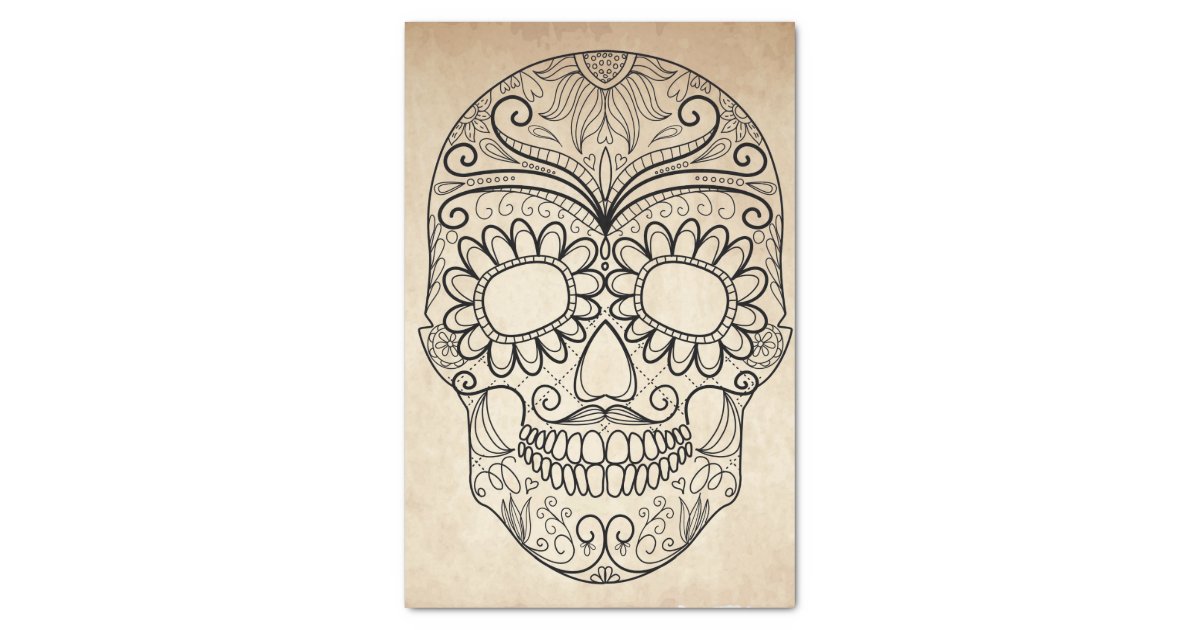 Day Of The Dead Grungy Skull Tissue Paper | Zazzle