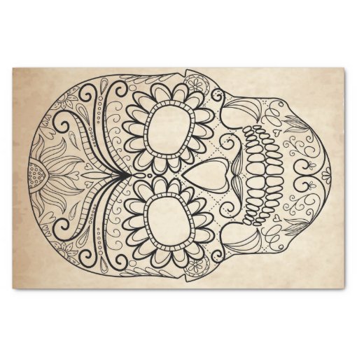 Day Of The Dead Grungy Skull Tissue Paper | Zazzle