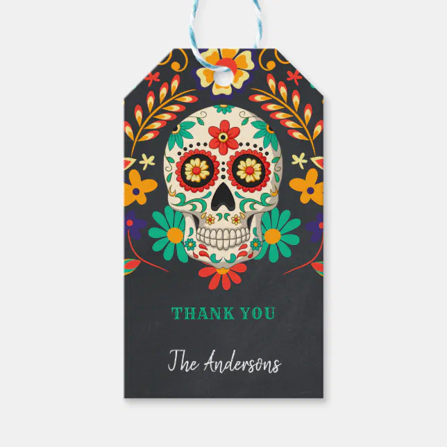 Day of the Dead Halloween Party Thank You Gift Tags | Zazzle