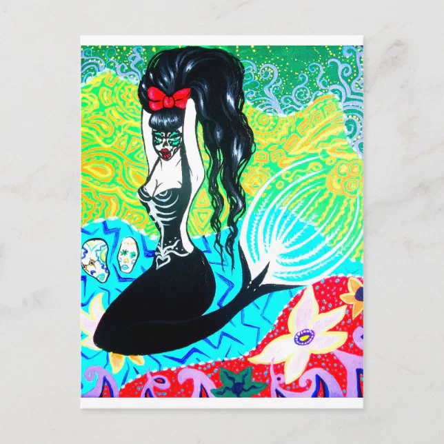 Day of the Dead Mermaid Art Postcard | Zazzle