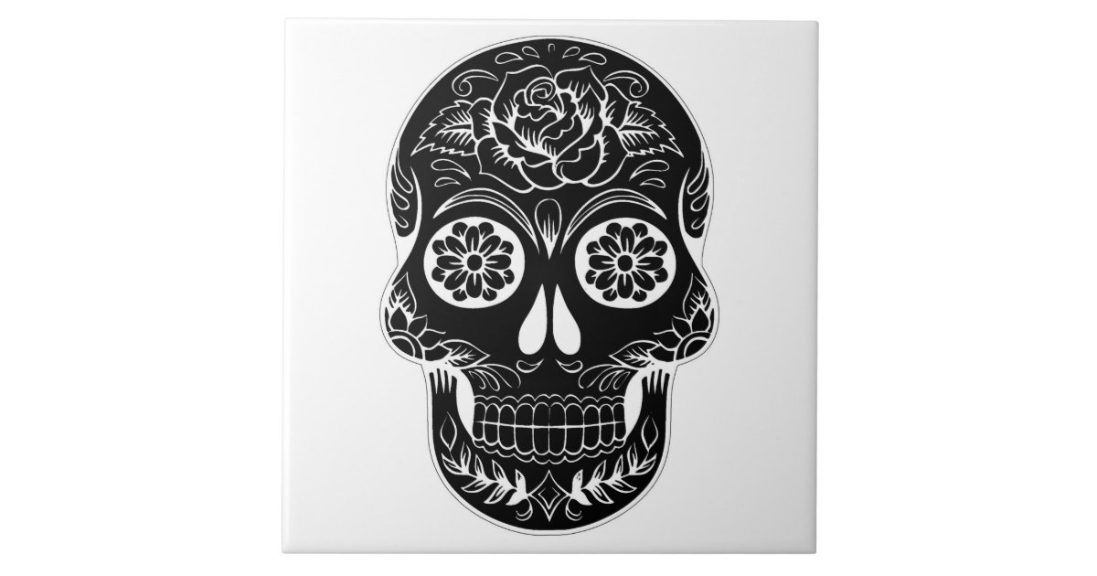 Day of the Dead Skull Ceramic Tile | Zazzle