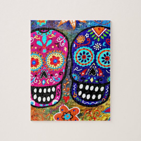 Day of the Dead Skull Heads Jigsaw Puzzle | Zazzle.com