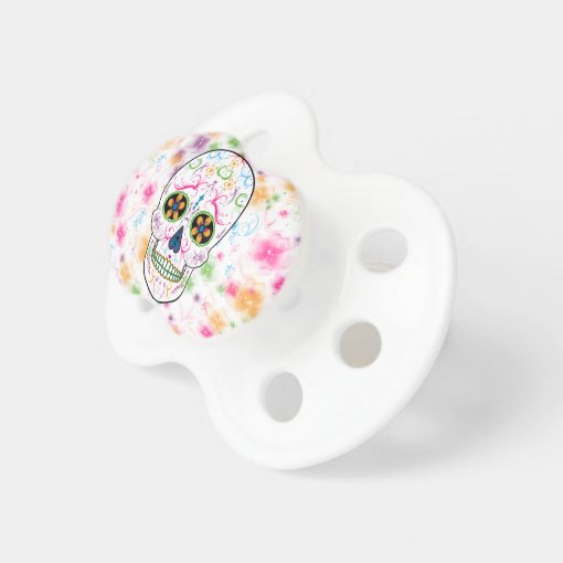 Day of the Dead Sugar Skull - Bright Multi Color Pacifier | Zazzle
