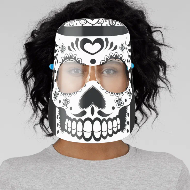 Day of the Dead Sugar Skull Face Shield | Zazzle