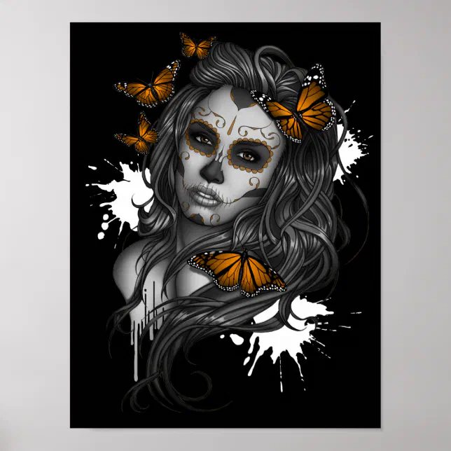 Day of the Dead Sugar Skull Girl Poster | Zazzle