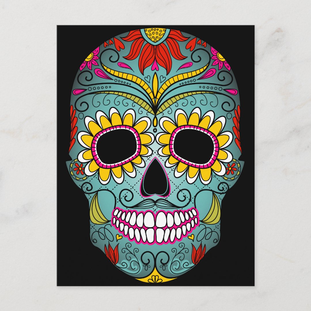 Day of the Dead Sugar Skull Postcard | Zazzle