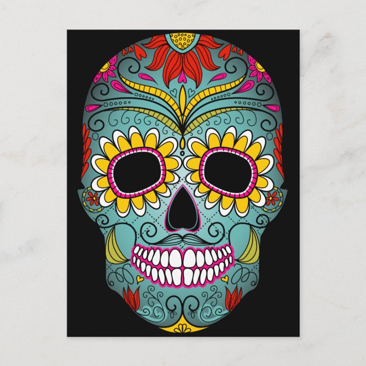 Day of the Dead Sugar Skull Postcard | Zazzle