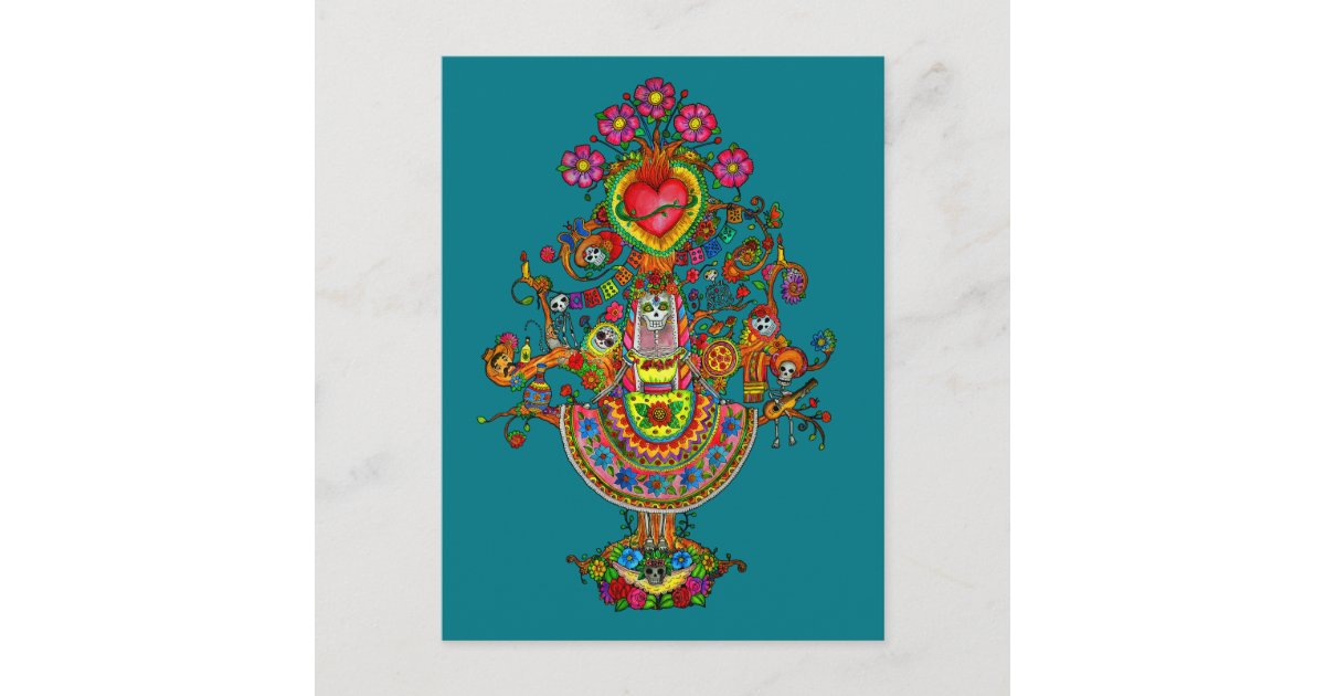 Day of the Dead Tree Art Postcard | Zazzle