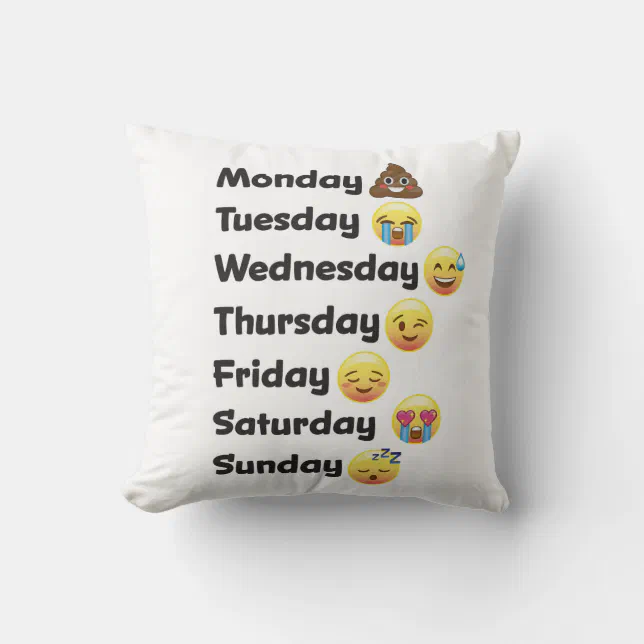 Day of the Week Emoji Face Pillow | Zazzle