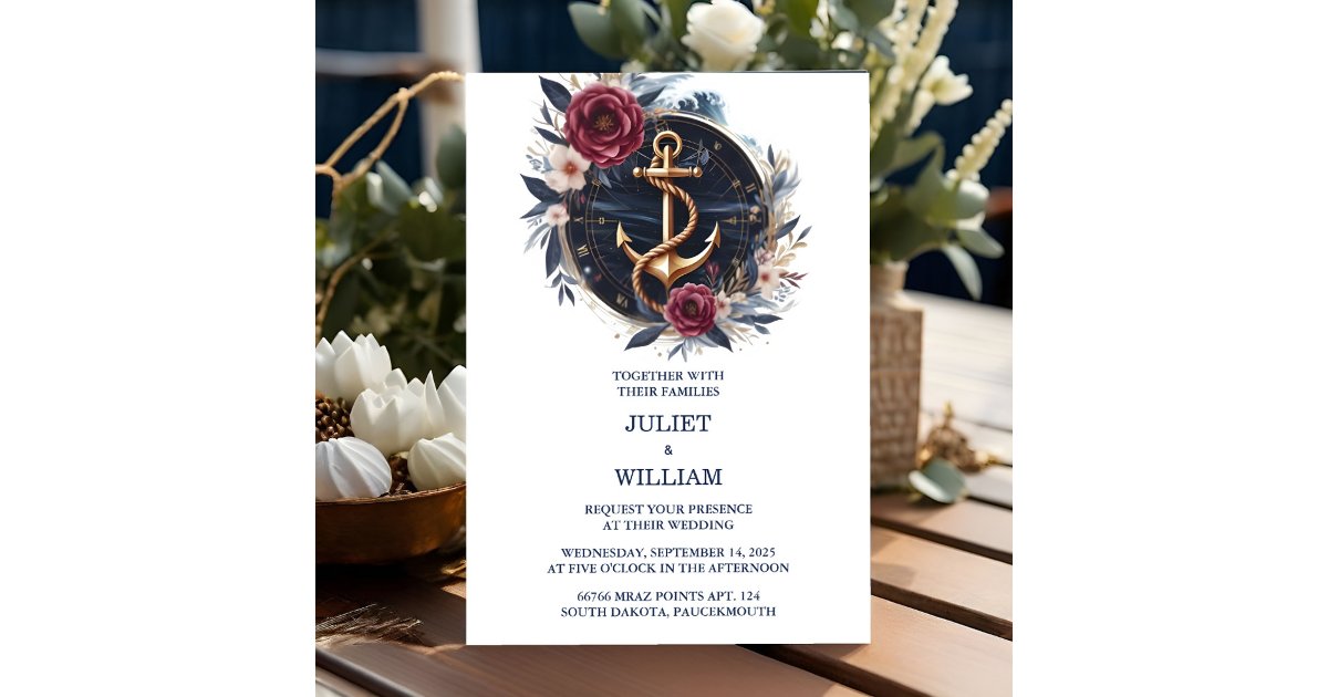 Day Rope Knot Boat Ship Navy Blue Nautical Wedding Invitation | Zazzle