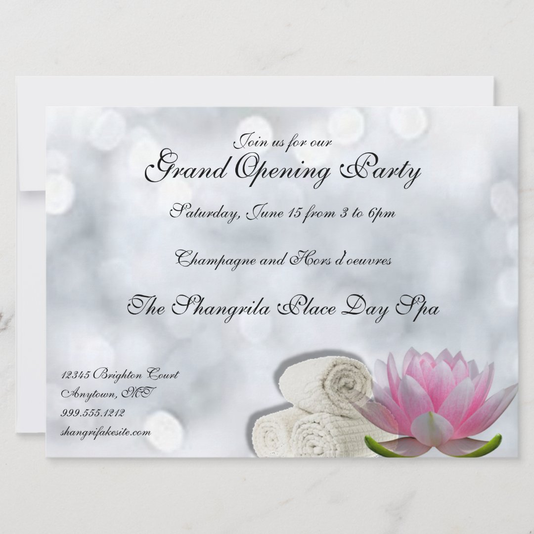 Day Spa Grand Opening Custom Invitations | Zazzle