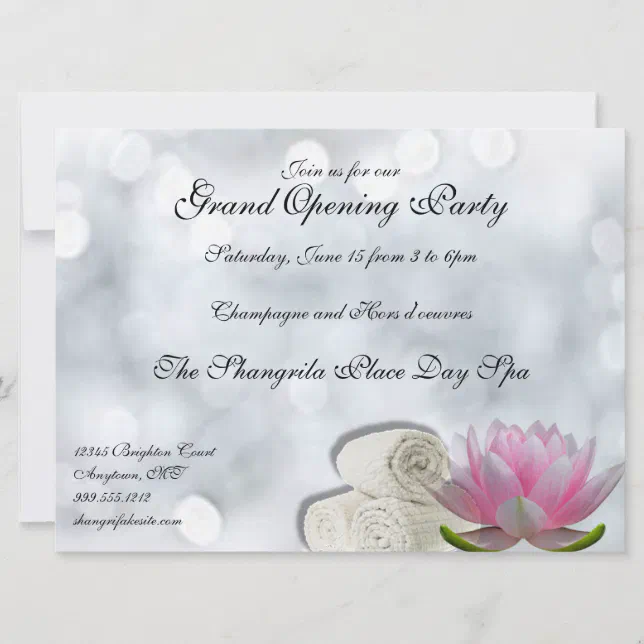 Day Spa Grand Opening Custom Invitations | Zazzle