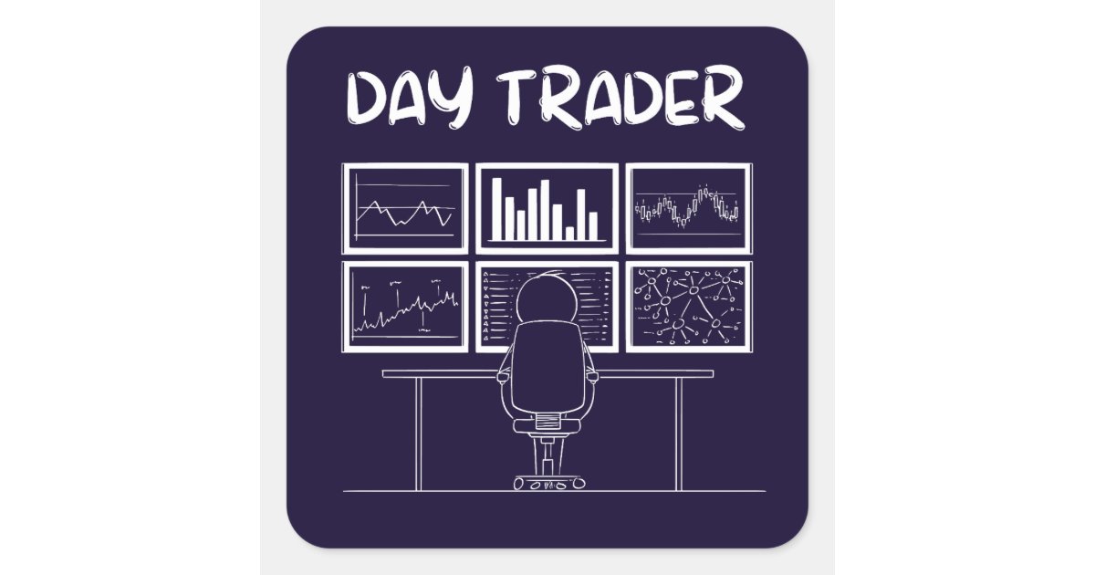 Day Trader Funny Logo Square Sticker | Zazzle