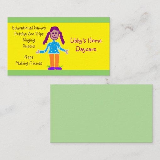 Daycare Business Card - Customizable | Zazzle