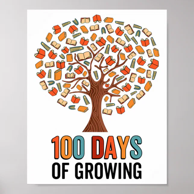 Days Of Growing Teacher Kids 100th Day Of School R Poster | Zazzle