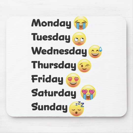 Days of the Week Emoji Computer Mouse Pad | Zazzle.com