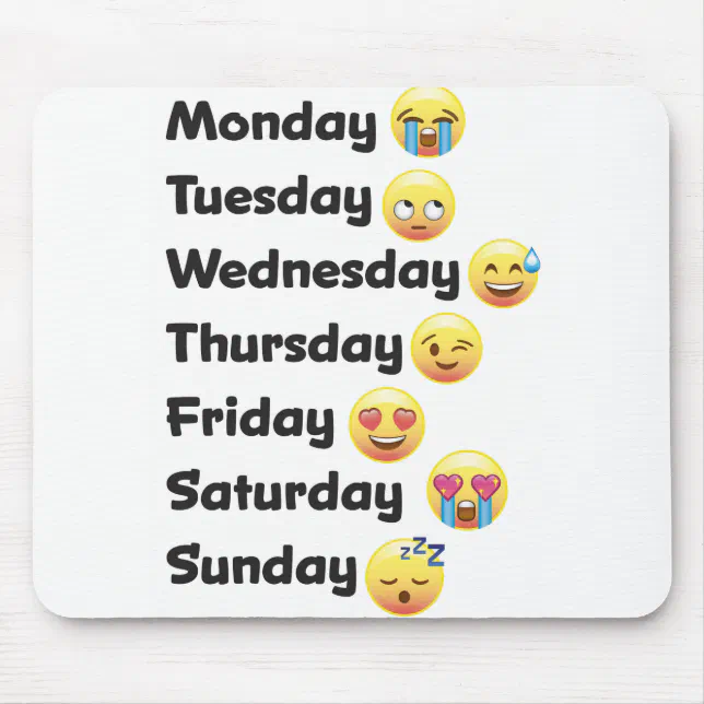 Days of the Week Emoji Computer Mouse Pad | Zazzle