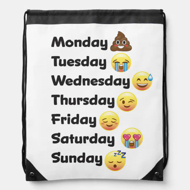 Days of the Week Emoji Drawstring School Sport Bag | Zazzle