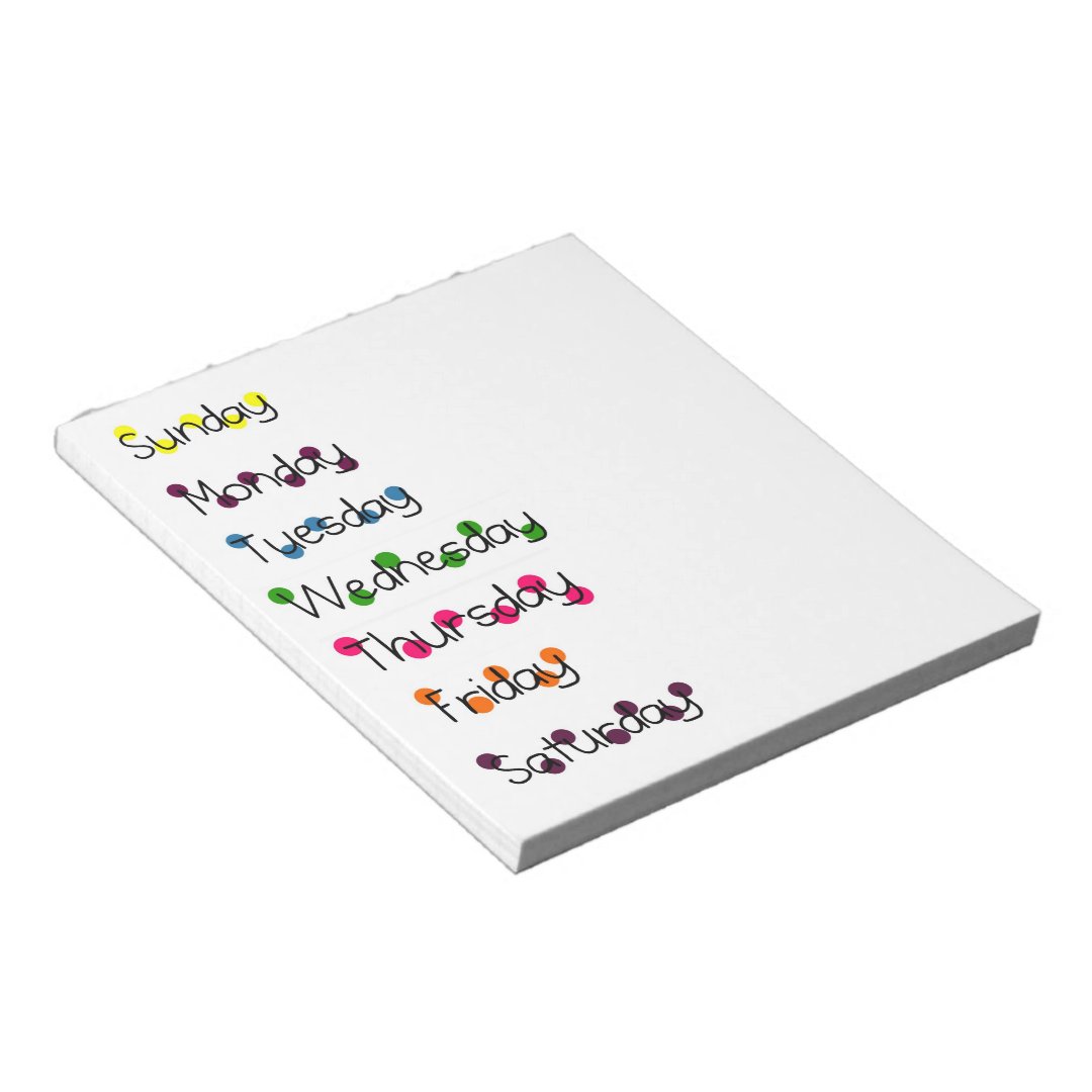 Days of the Week Notepad | Zazzle
