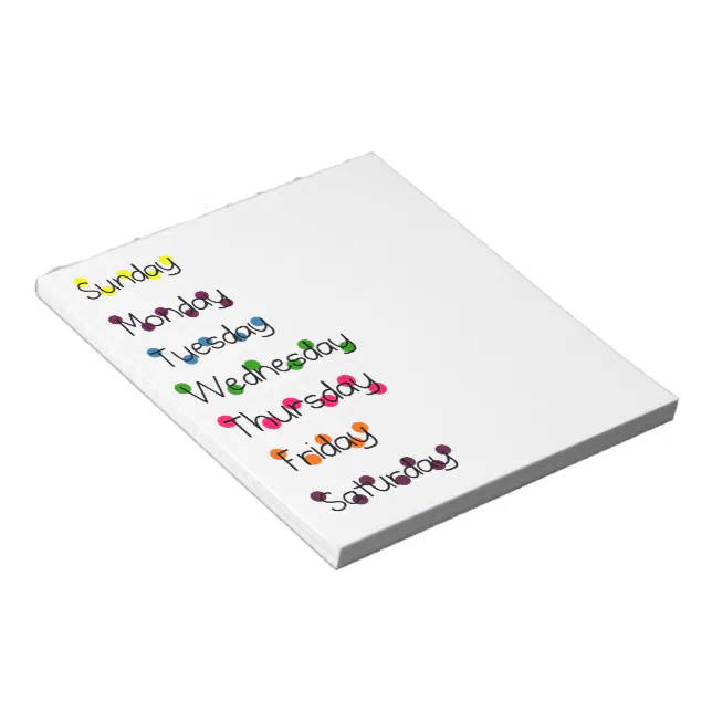 Days of the Week Notepad | Zazzle