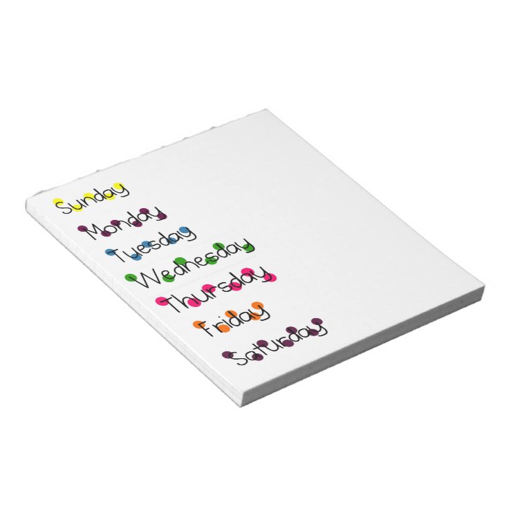 Days of the Week Notepad | Zazzle